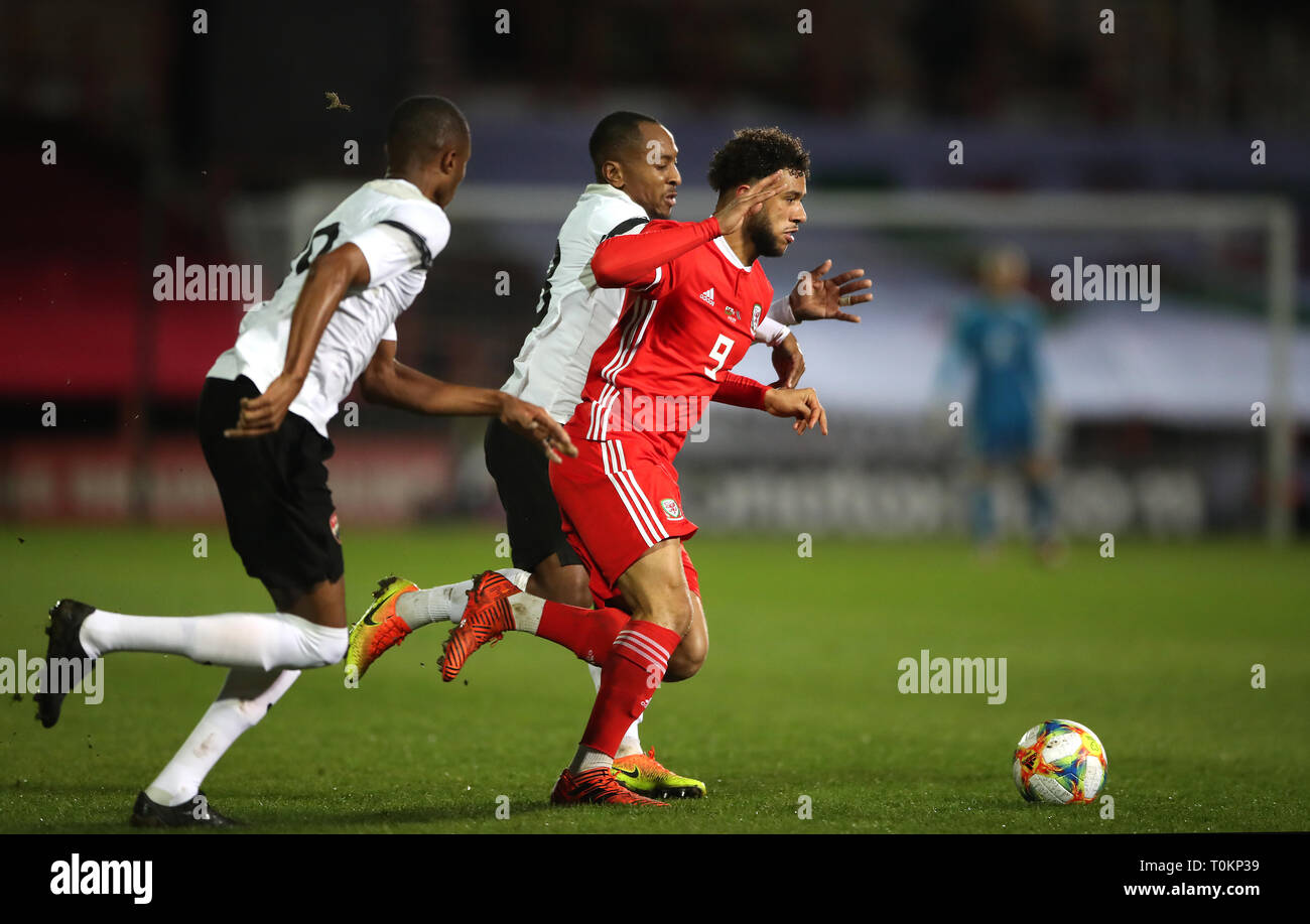 Wales' Tyler Roberts (centre) in action during the International ...