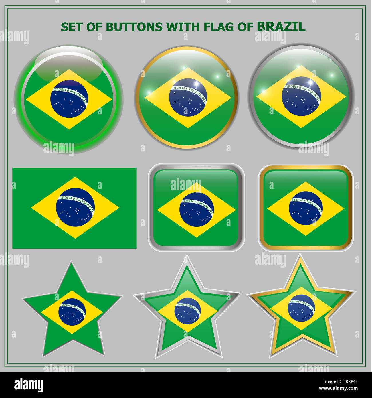 Bright background buttons with flag of Brazil . Happy Brazil day ...