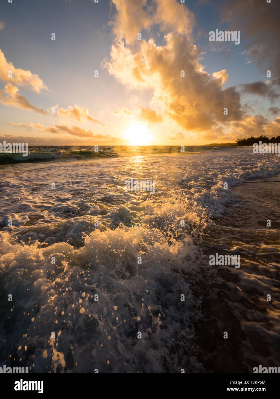Sunset Reflected in Surf, Beautiful Tropical Beach, Governors Harbour ...