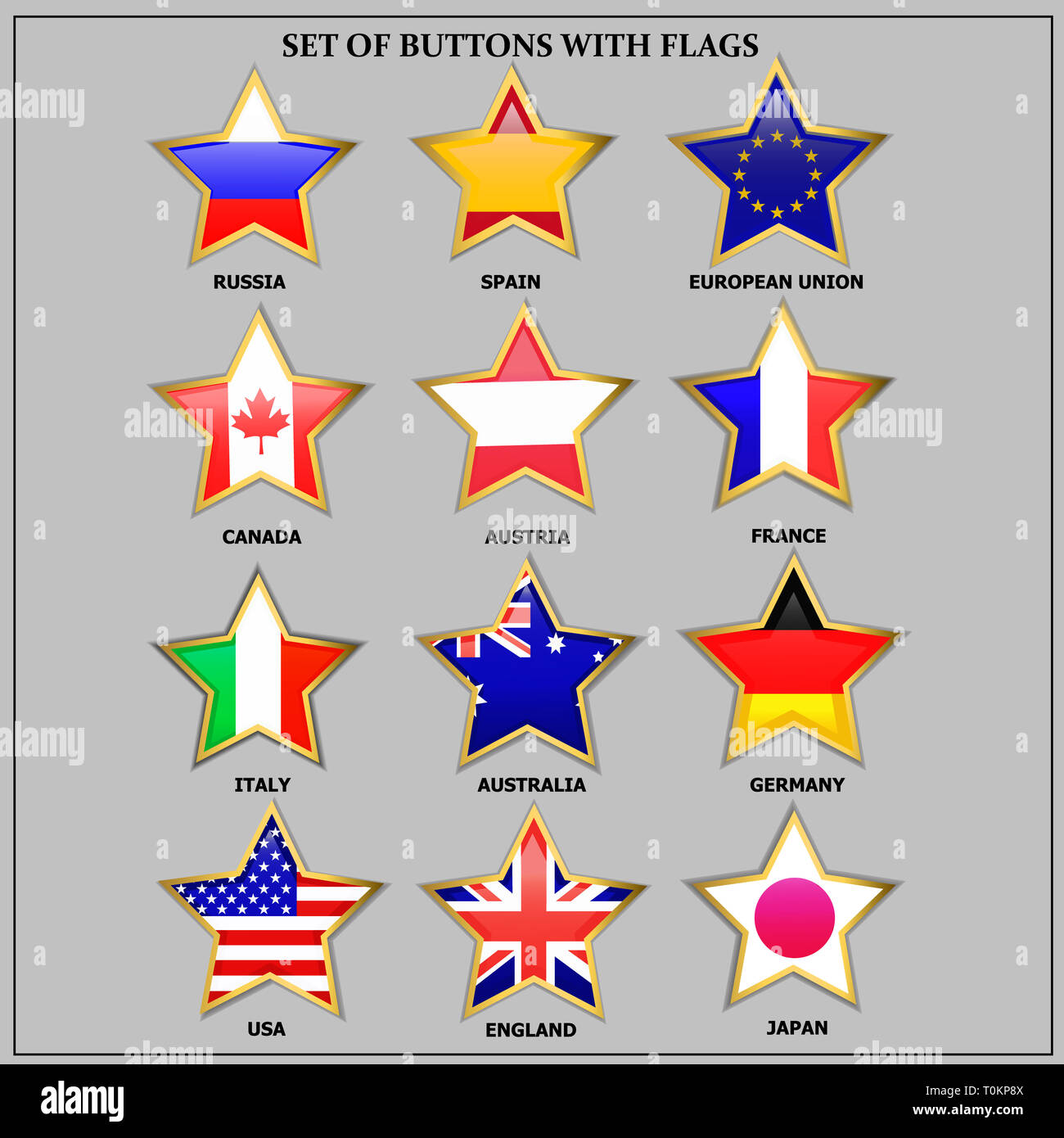 Bright set of banners with flags. Colorful illustration with flags of ...