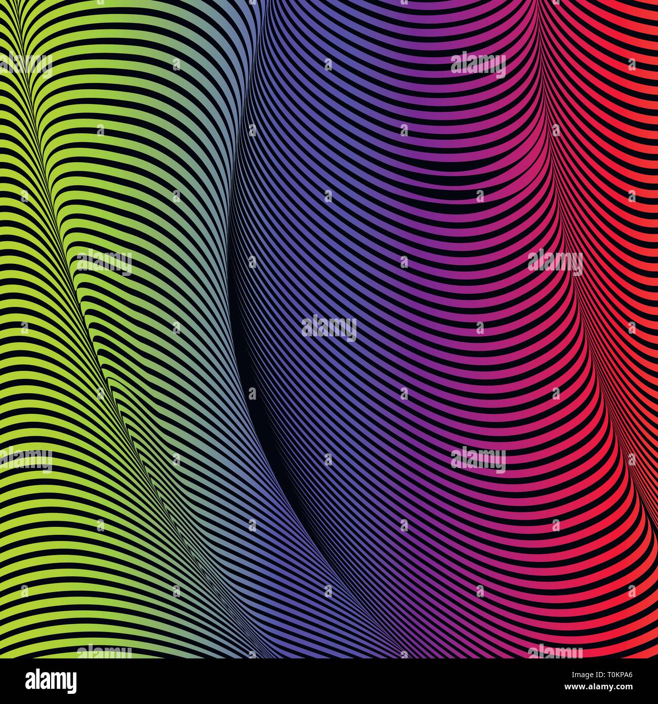 Abstract acid color wavy background, optical art, opart striped. Neon ...