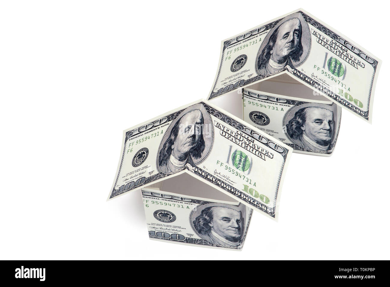 House Made of Cash Money Isolated on White Stock Photo - Alamy