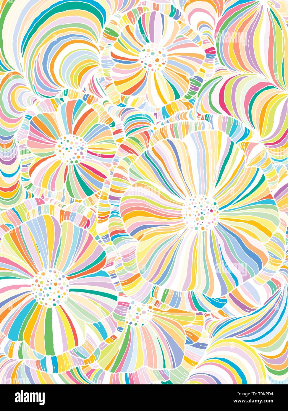 Vector doodle outline abstract ornamental flowers stripe background ...
