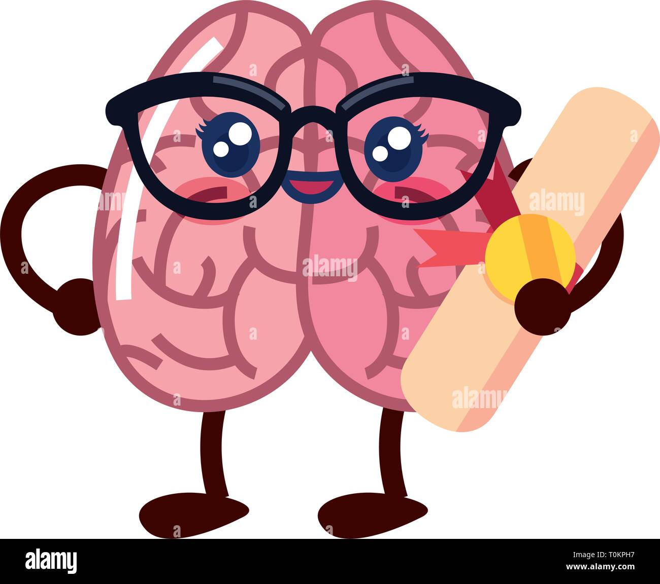 brain cartoon school diploma creativity vector illustration Stock ...