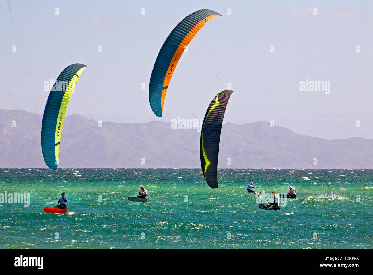In La Ventanna, Baja, Mexico, kite-sailing or kitesailing, is a ...
