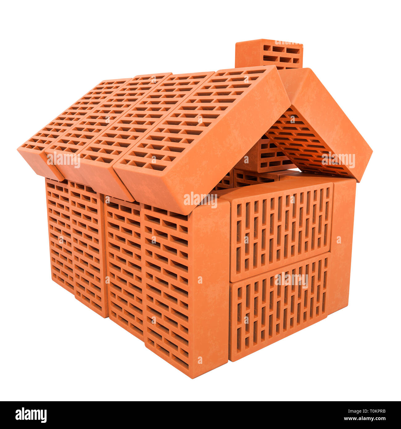 Abstract house from building bricks, 3D rendering isolated on white ...