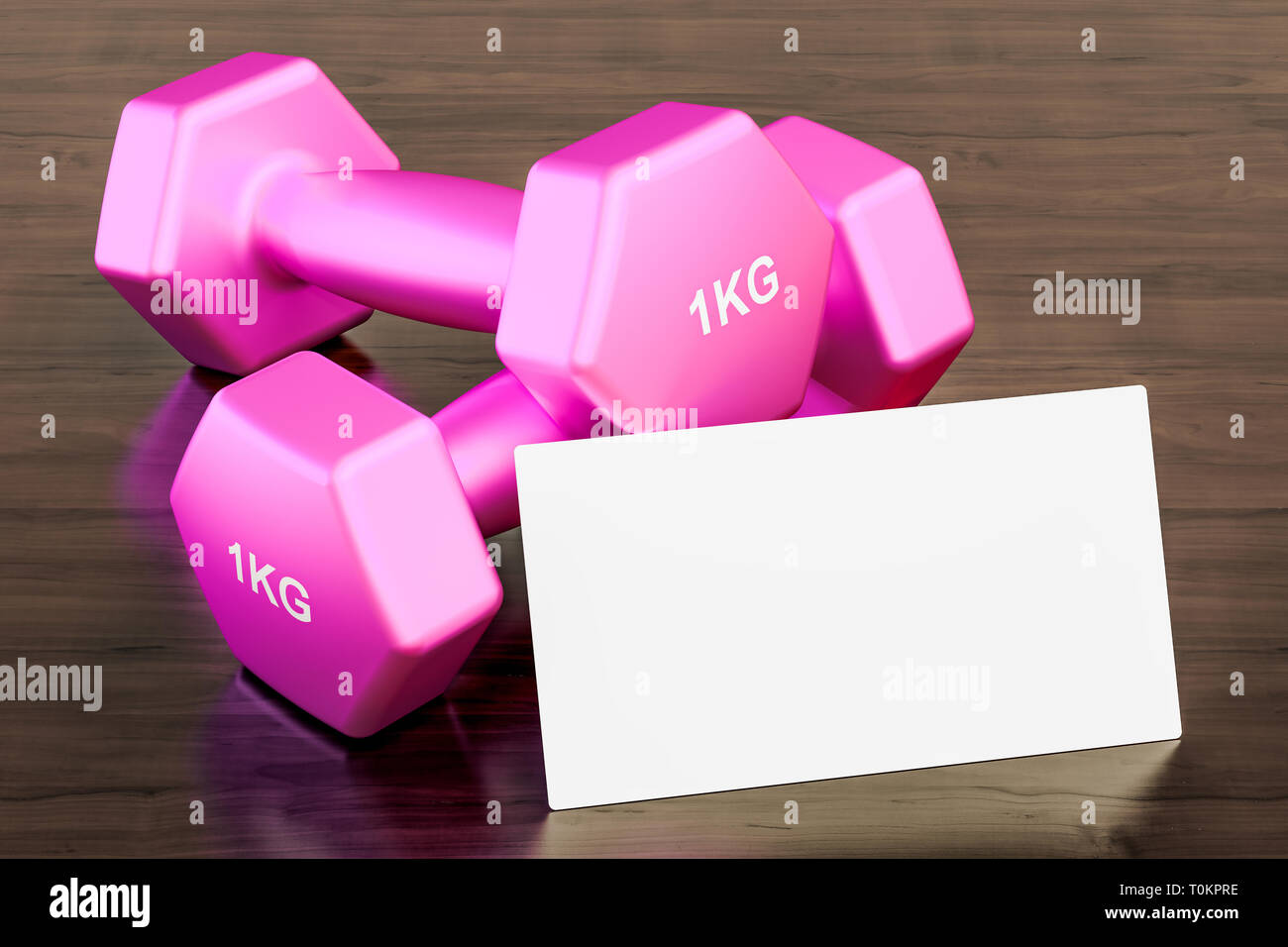 Blank business card for fitness trainer on the wooden desk background ...