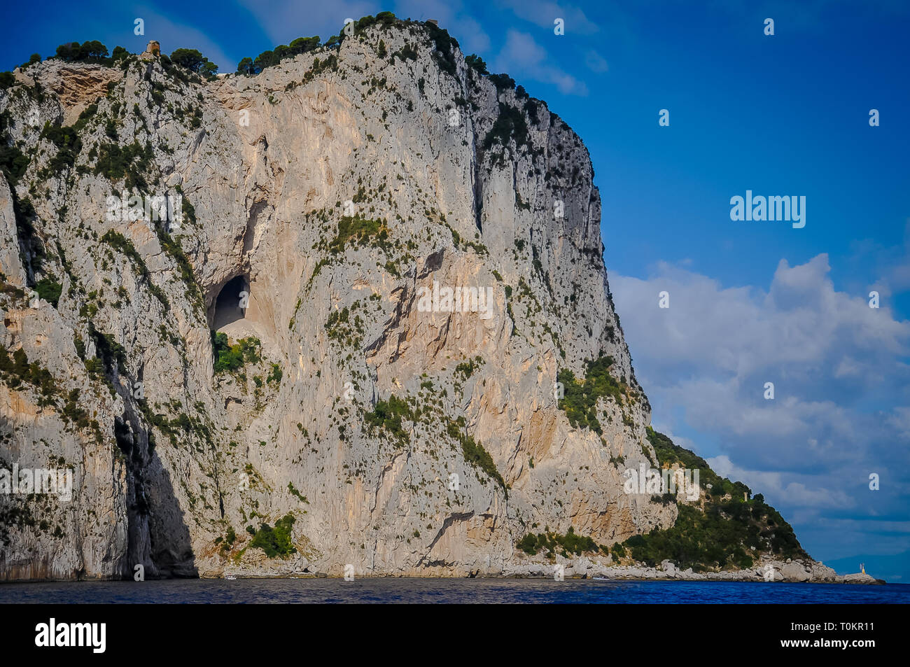 Vertical walls of the rocky coast of the island of Capri, Italy Stock ...