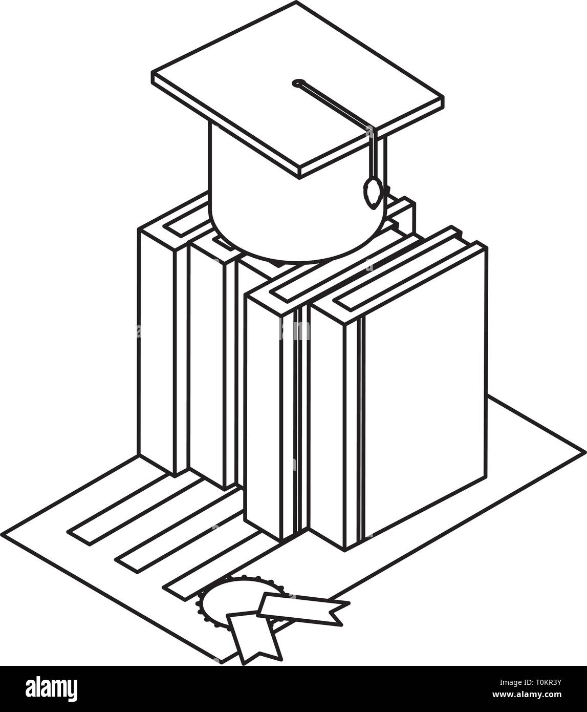 text books with graduation hat vector illustration design Stock Vector ...