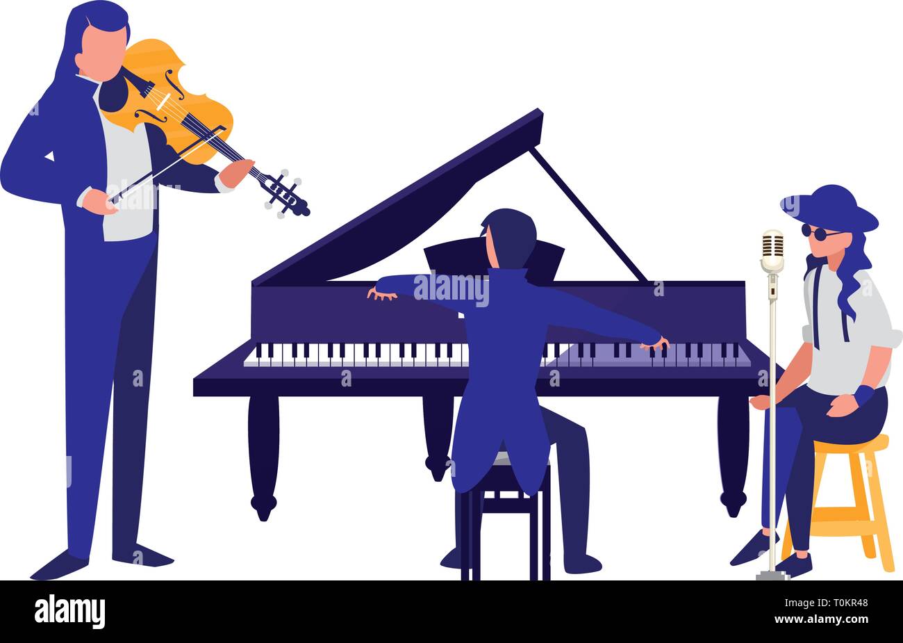 singer and musicians band characters vector illustration design Stock ...