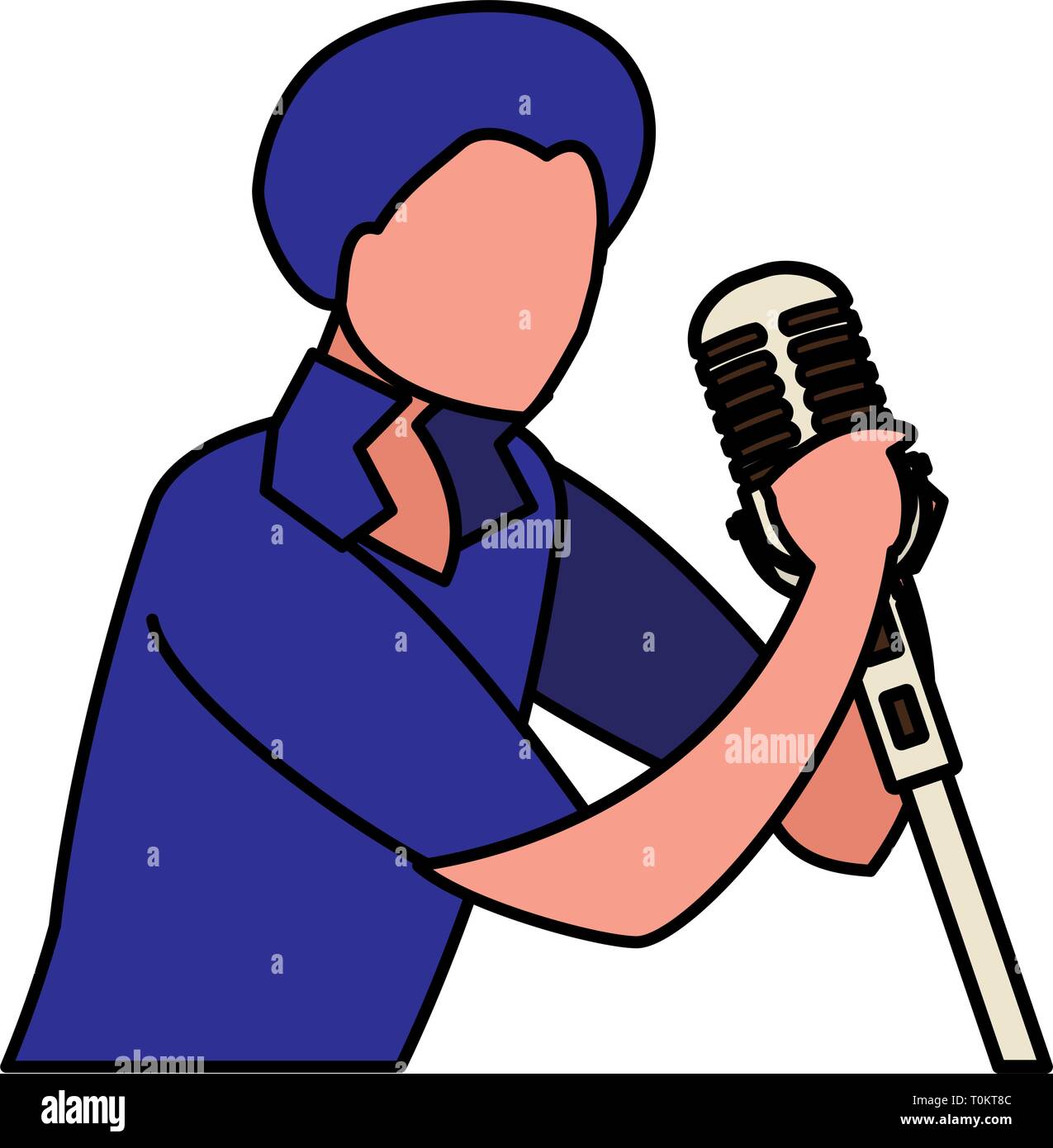singer with microphone character vector illustration design Stock ...
