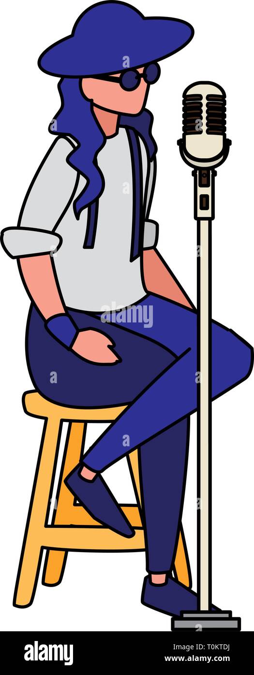 singer with microphone character vector illustration design Stock ...