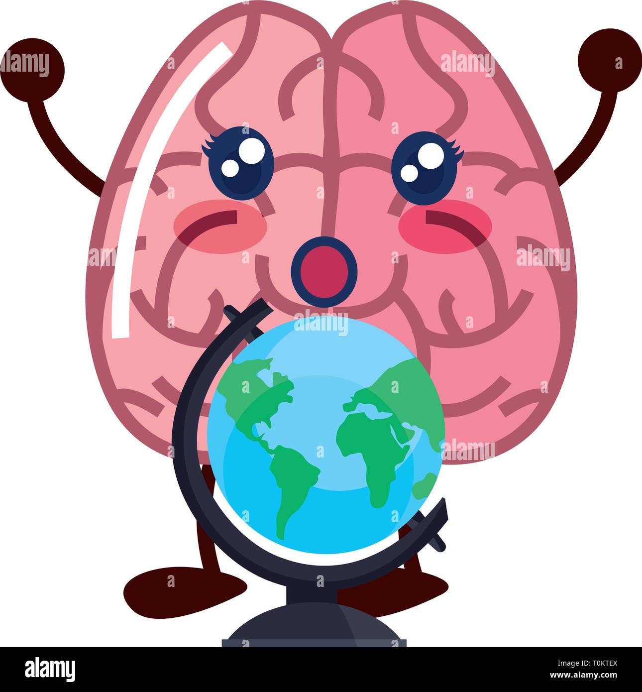 brain cartoon school globe creativity vector illustration Stock Vector ...