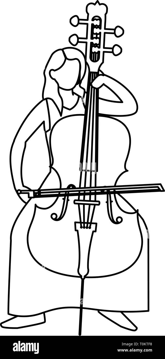 violinist playing violoncello character vector illustration design ...