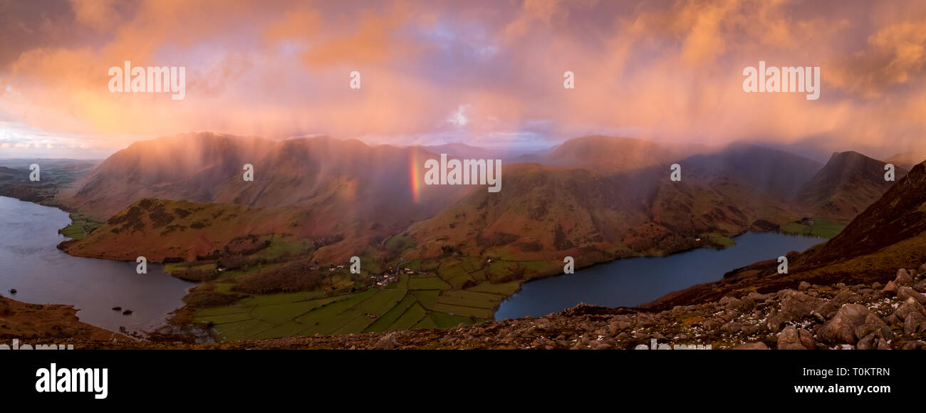 A shower passes over Crummock water, Grasmoor, Rannerdale Knots ...