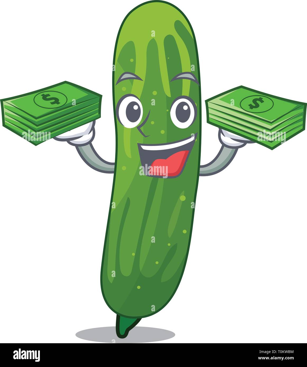 With money bag fresh cucumber isolated in the cartoon Stock Vector ...