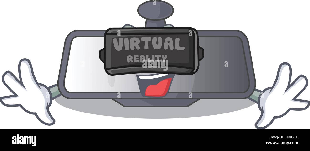 Virtual reality rear view mirror in cartoon car Stock Vector Image ...