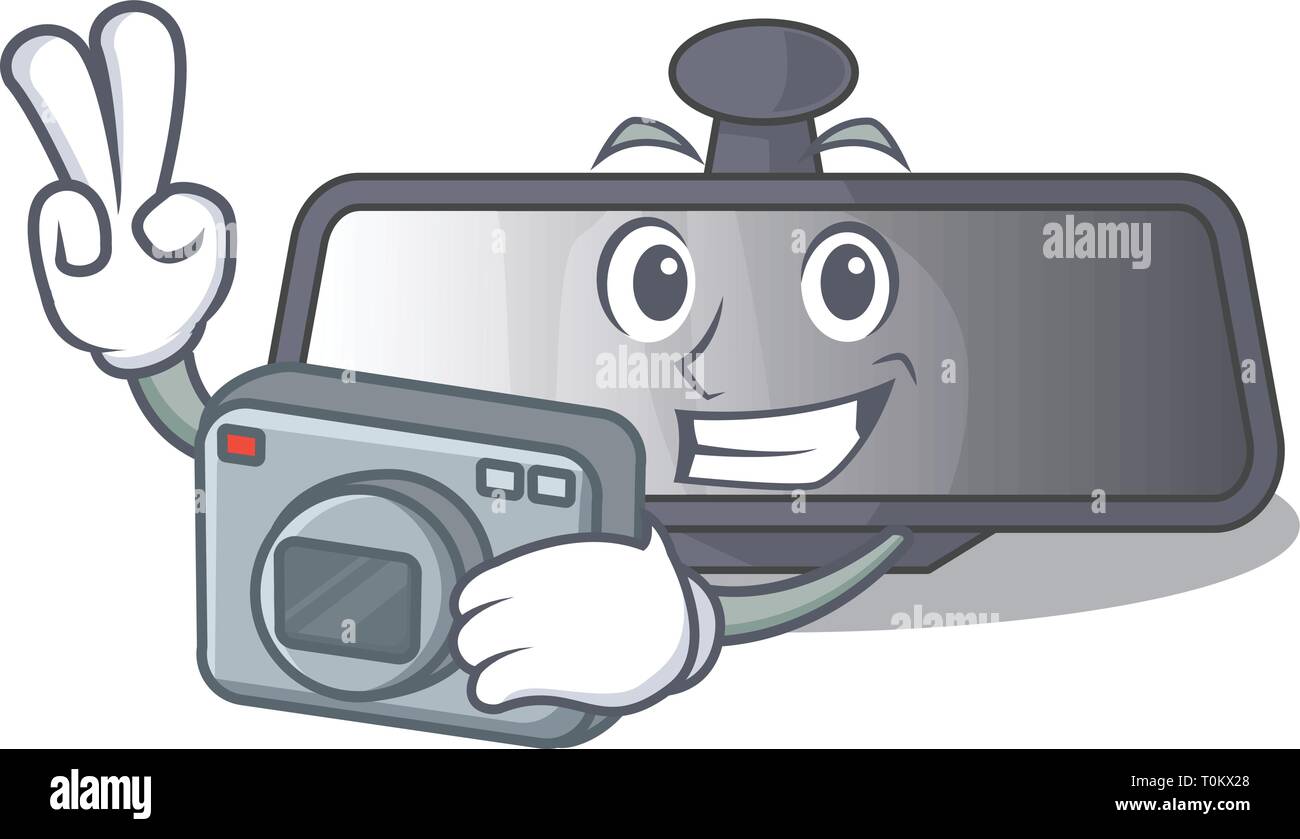 Photographer rear view mirror in cartoon car Stock Vector Image & Art ...