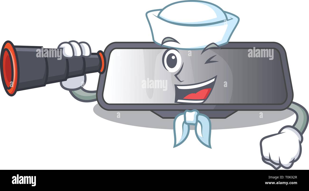 Sailor with binocular rear view mirror in cartoon car Stock Vector ...
