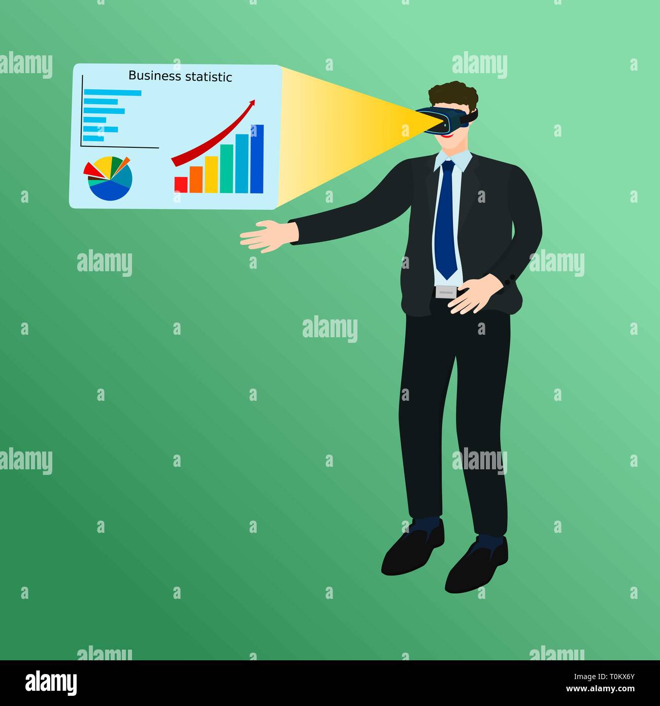 Businessman use vr headset device display growth graph concept Stock ...