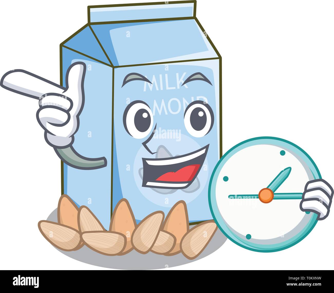 With clock almond milk isolated in the mascot Stock Vector Image & Art ...
