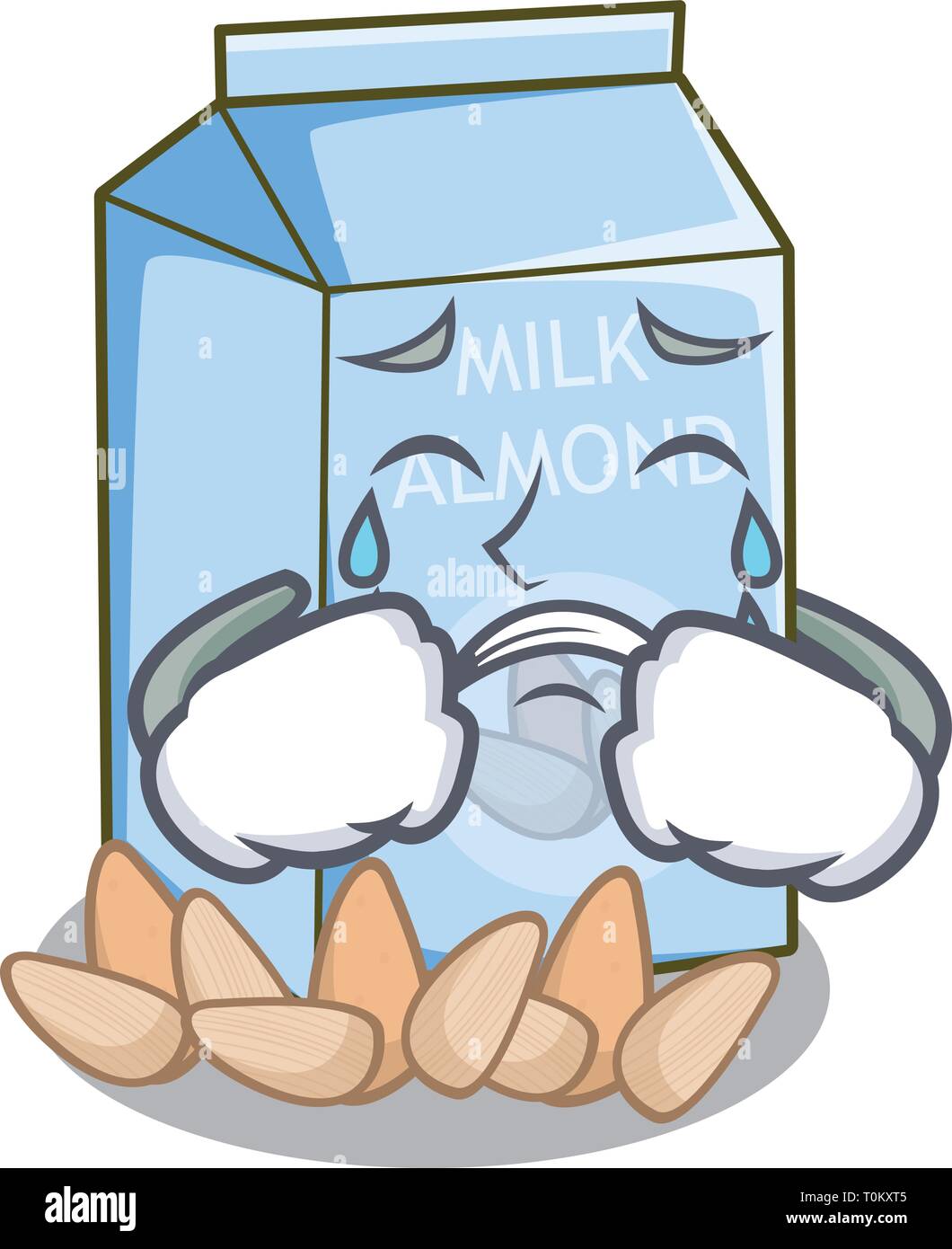 Crying almond milk in the cartoon bottle Stock Vector Image & Art - Alamy