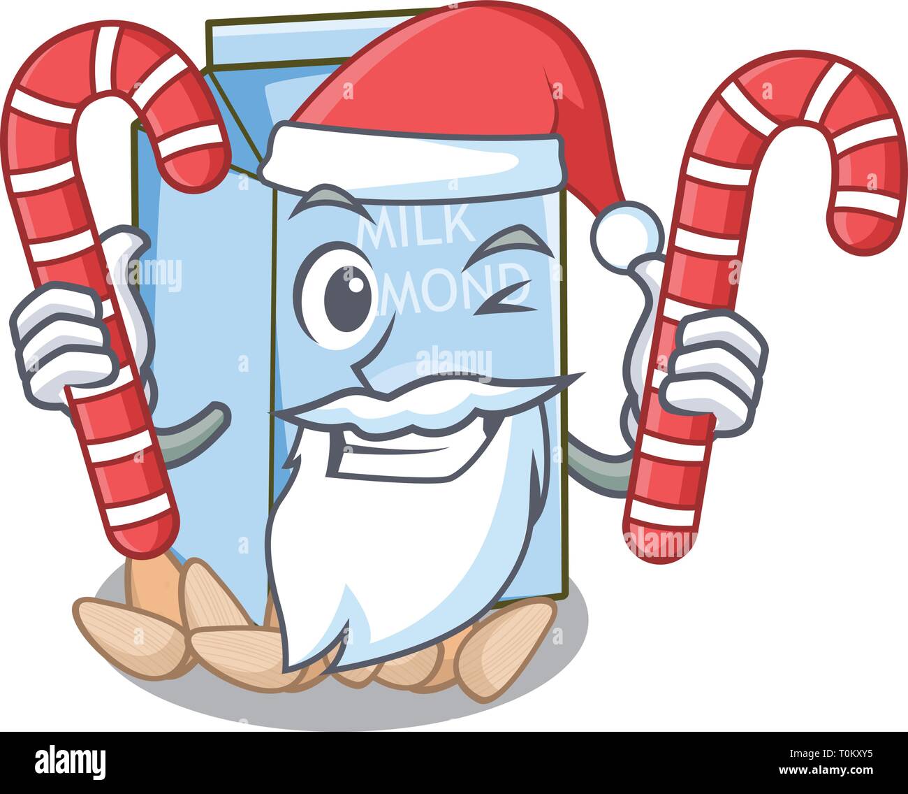 Santa with candy almond milk in the cartoon shape Stock Vector Image ...