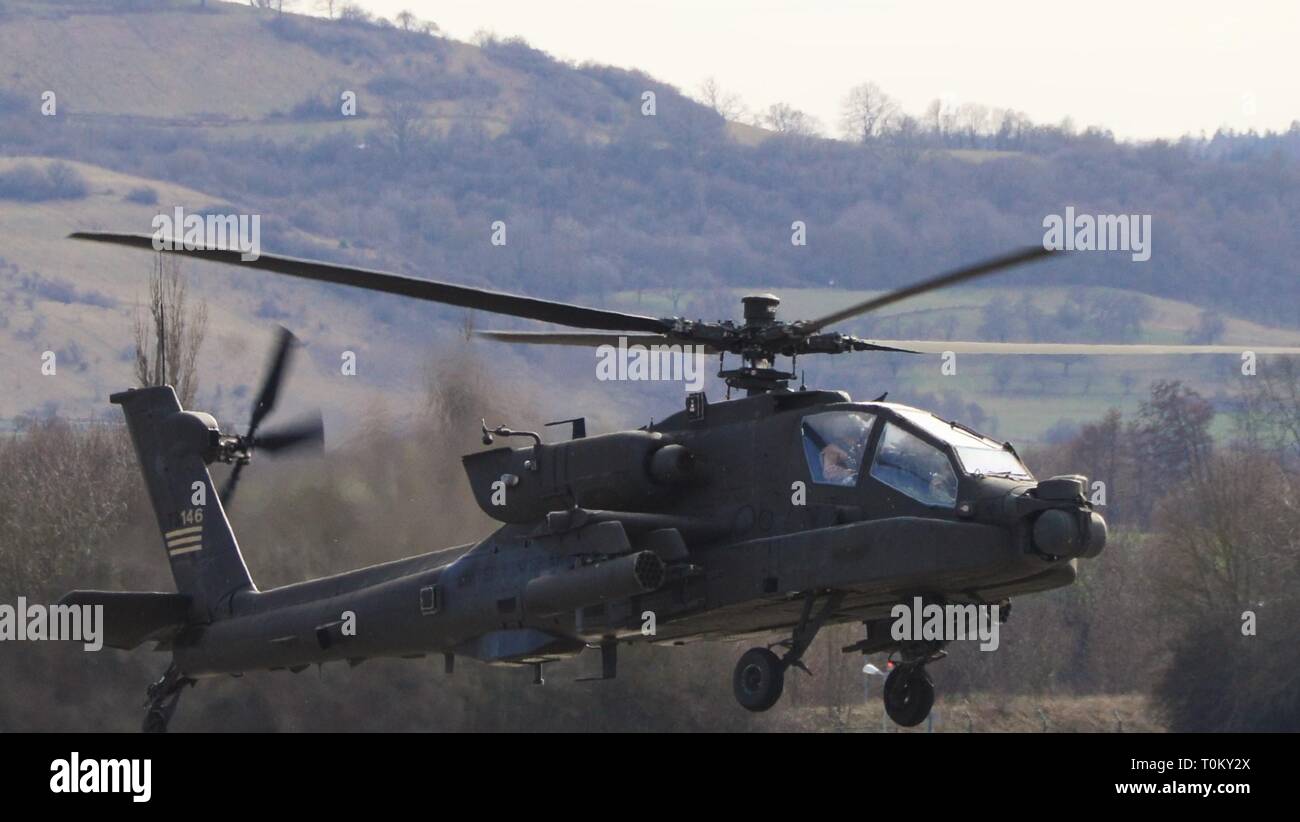 A U.S. Army Apache helicopter assigned to the 601st Aviation Support ...