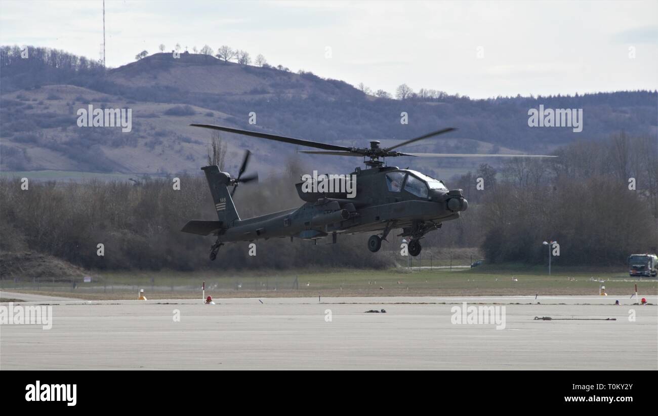 A U.S. Army Apache helicopter assigned to the 601st Aviation Support ...