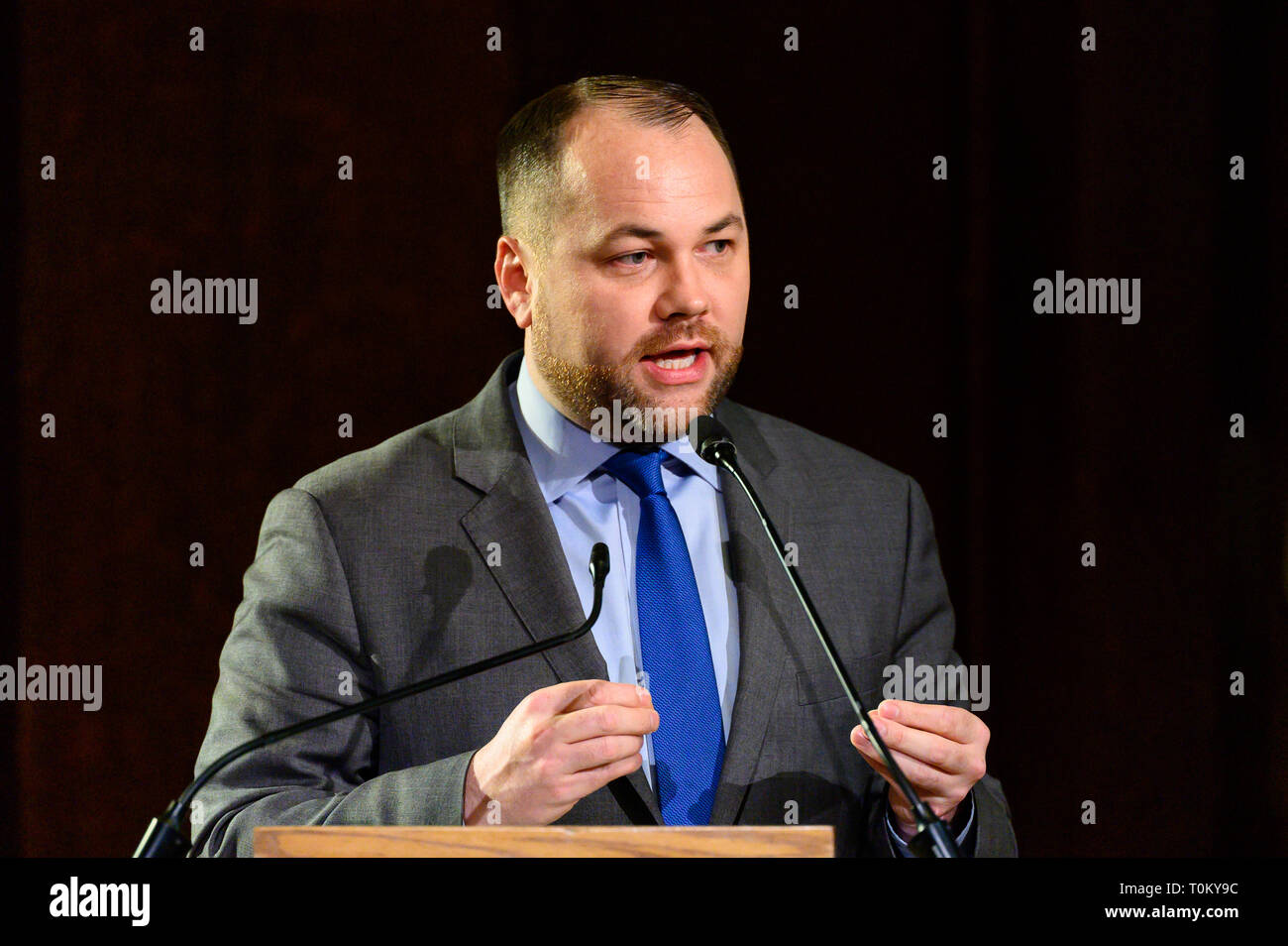 Corey Johnson, Speaker of the New York City Council, at the Green New ...