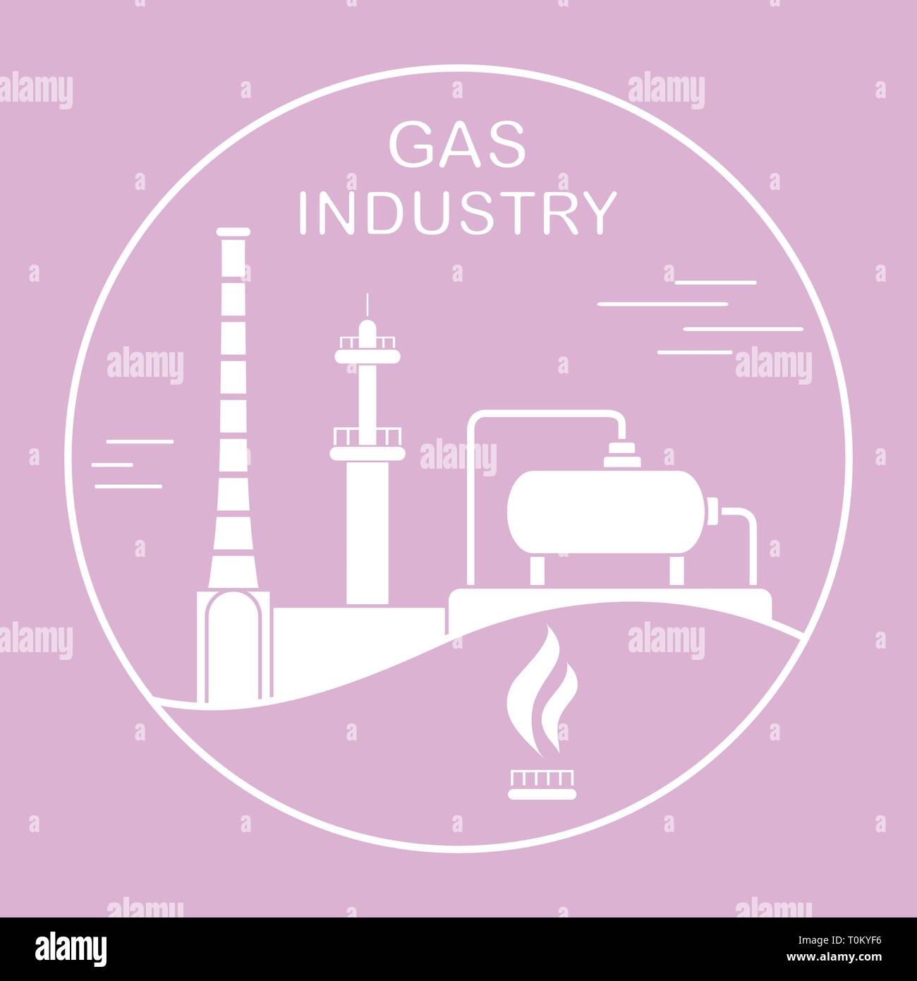 Vector illustration with equipment for gas production. Gas industry ...