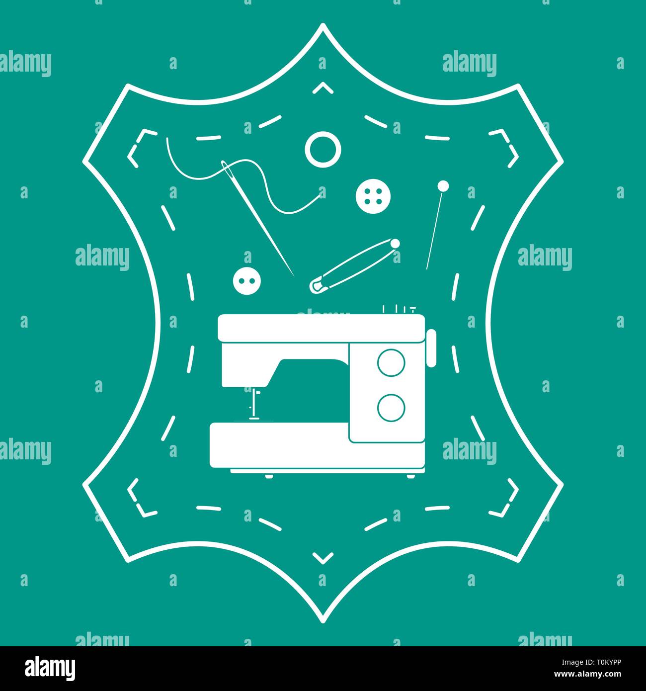 Vector illustration with tools and accessories for sewing. Button ...