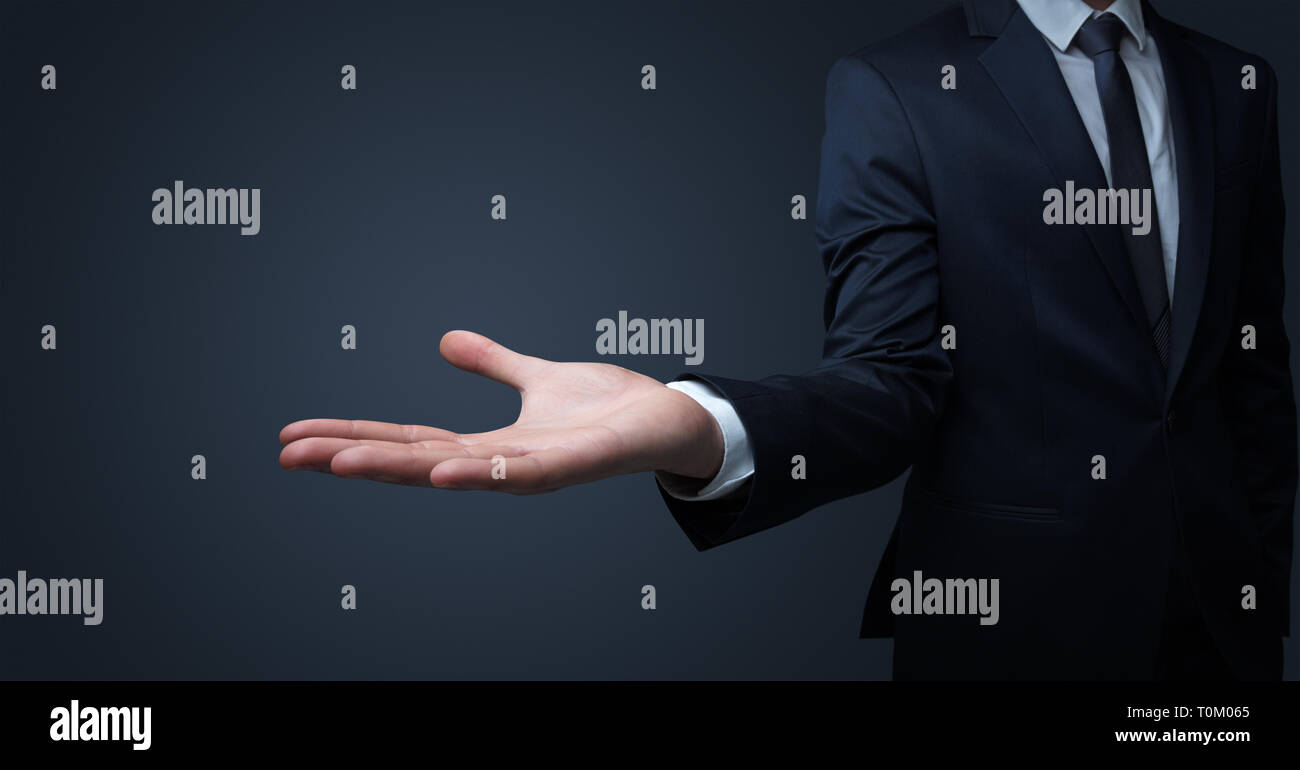 Businessman without head holding something without theme Stock Photo ...