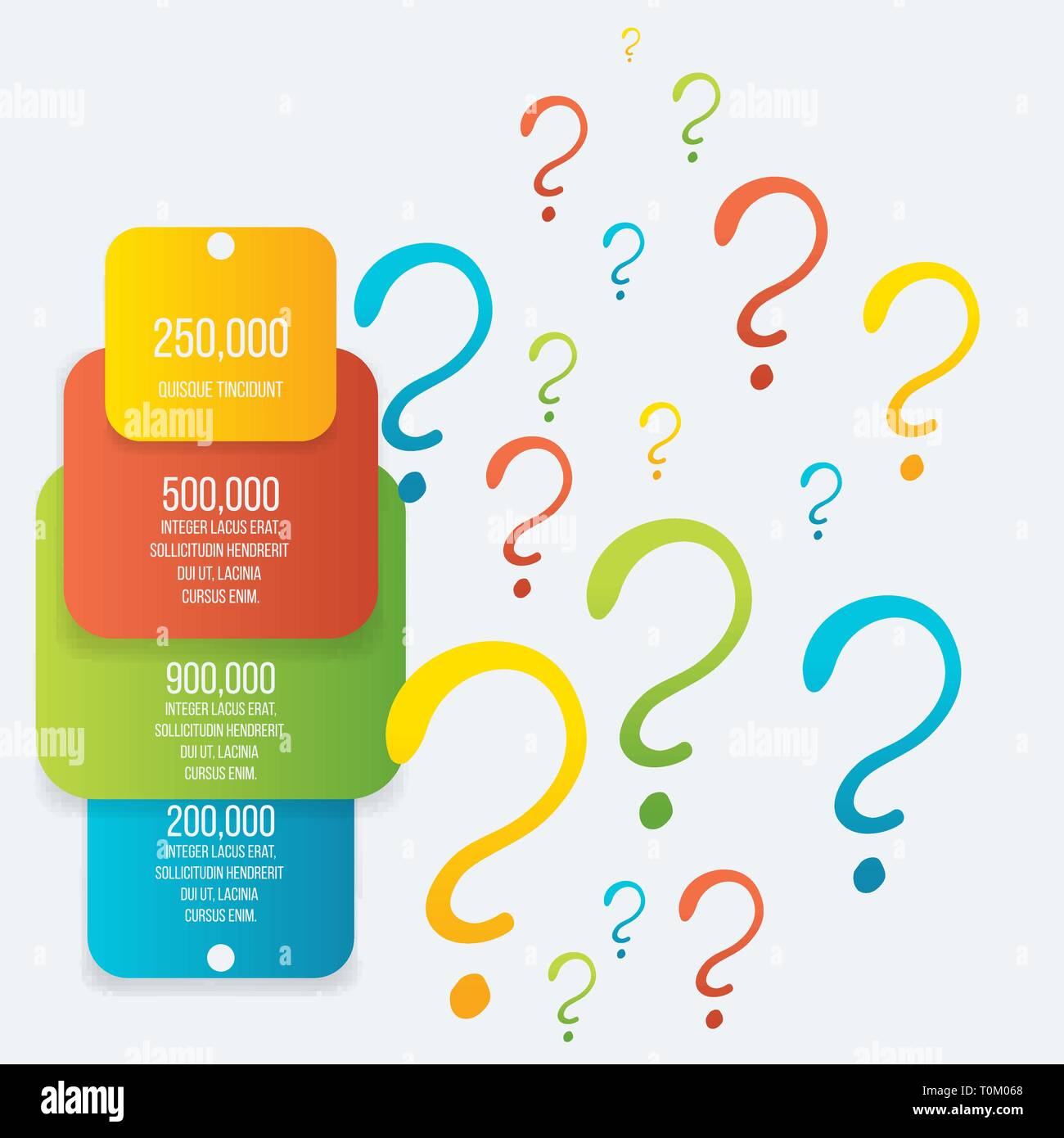Question signs colorful vector illustration, problem and priority ...