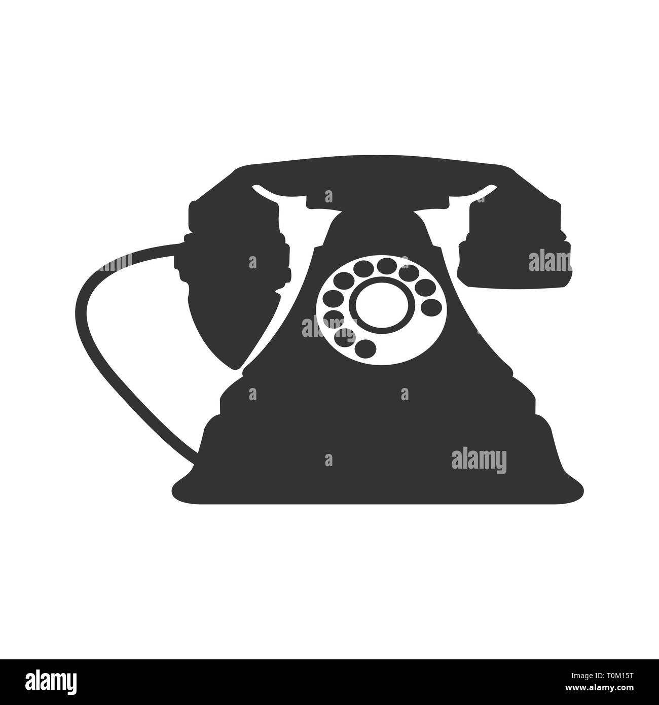 Vintage old phone vector icon on white background Stock Vector Image ...