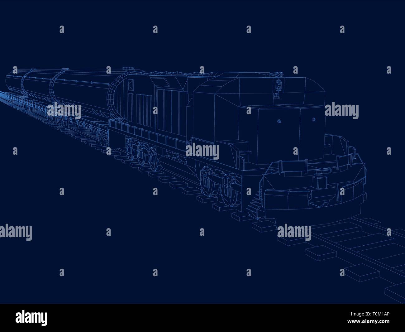 Vector outline of the train with the Wagons. Contour train with wagons ...