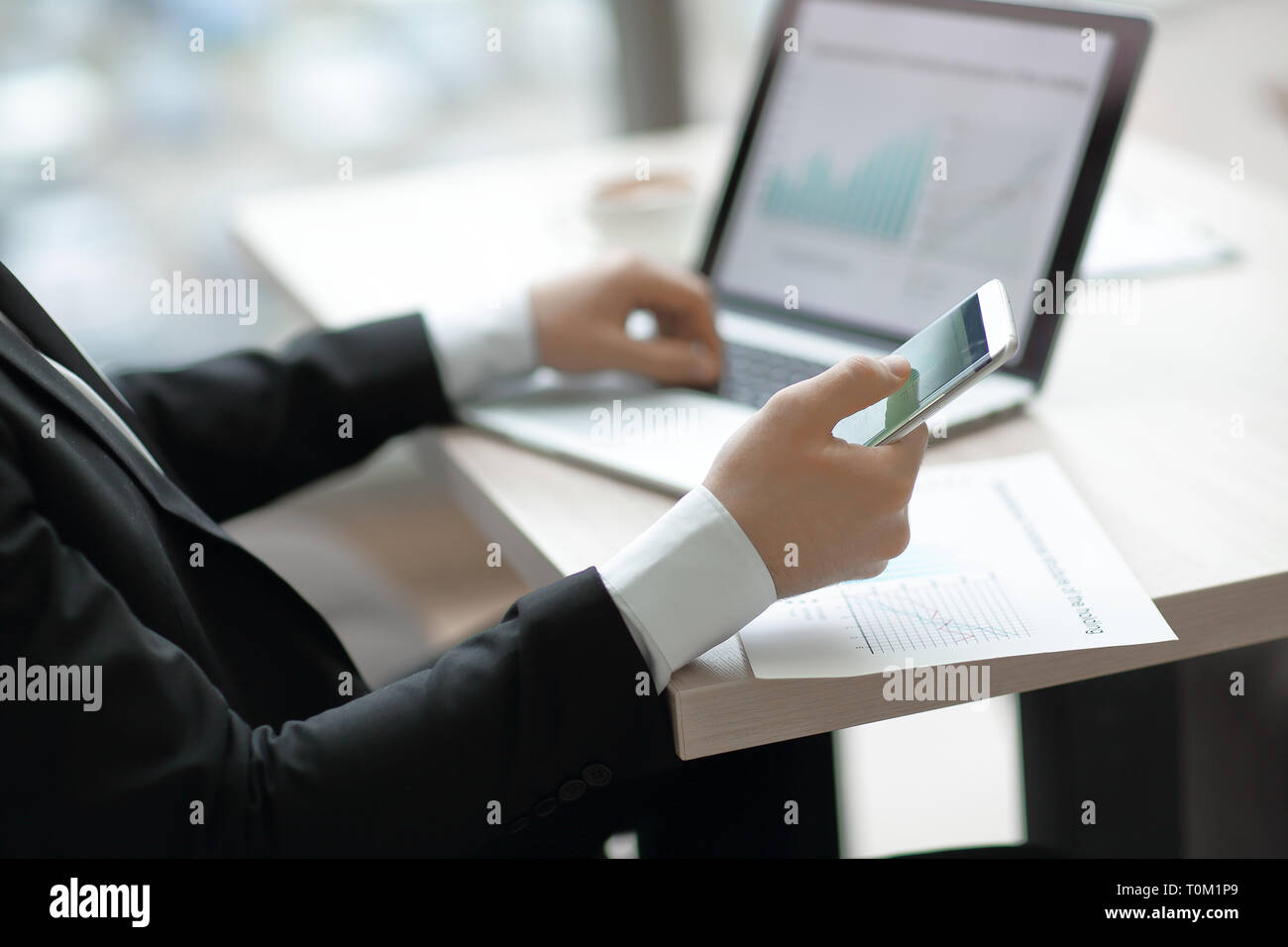 closeup.business person using finance and bank on internet Stock Photo ...