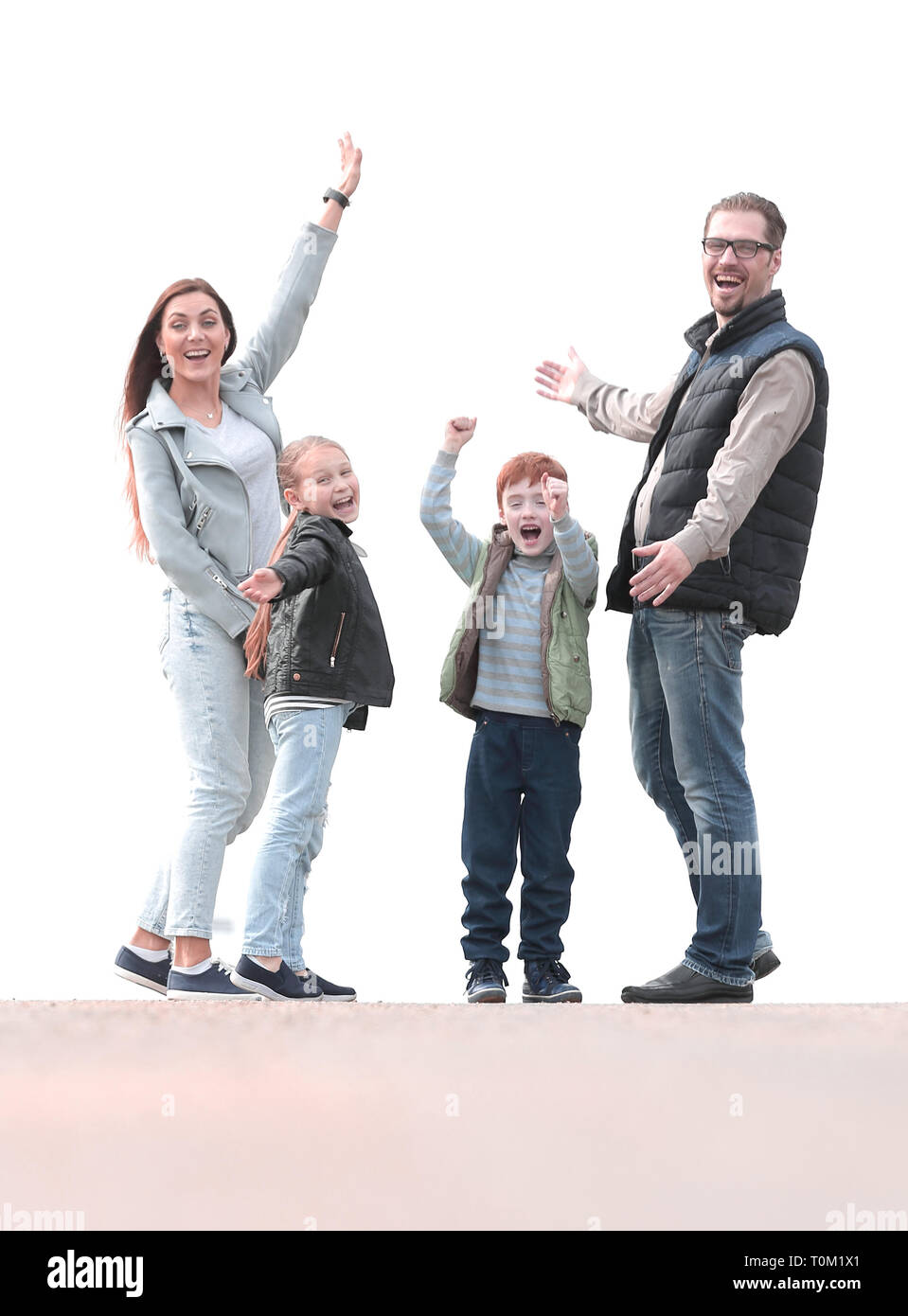 happy family with kids standing together Stock Photo - Alamy
