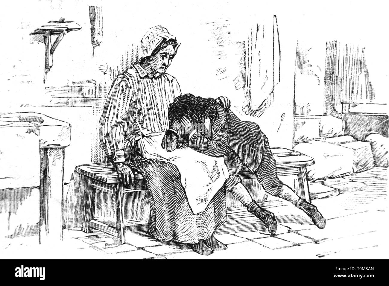 Crying child - Vintage Engraved Illustration, 1894 Stock Photo - Alamy