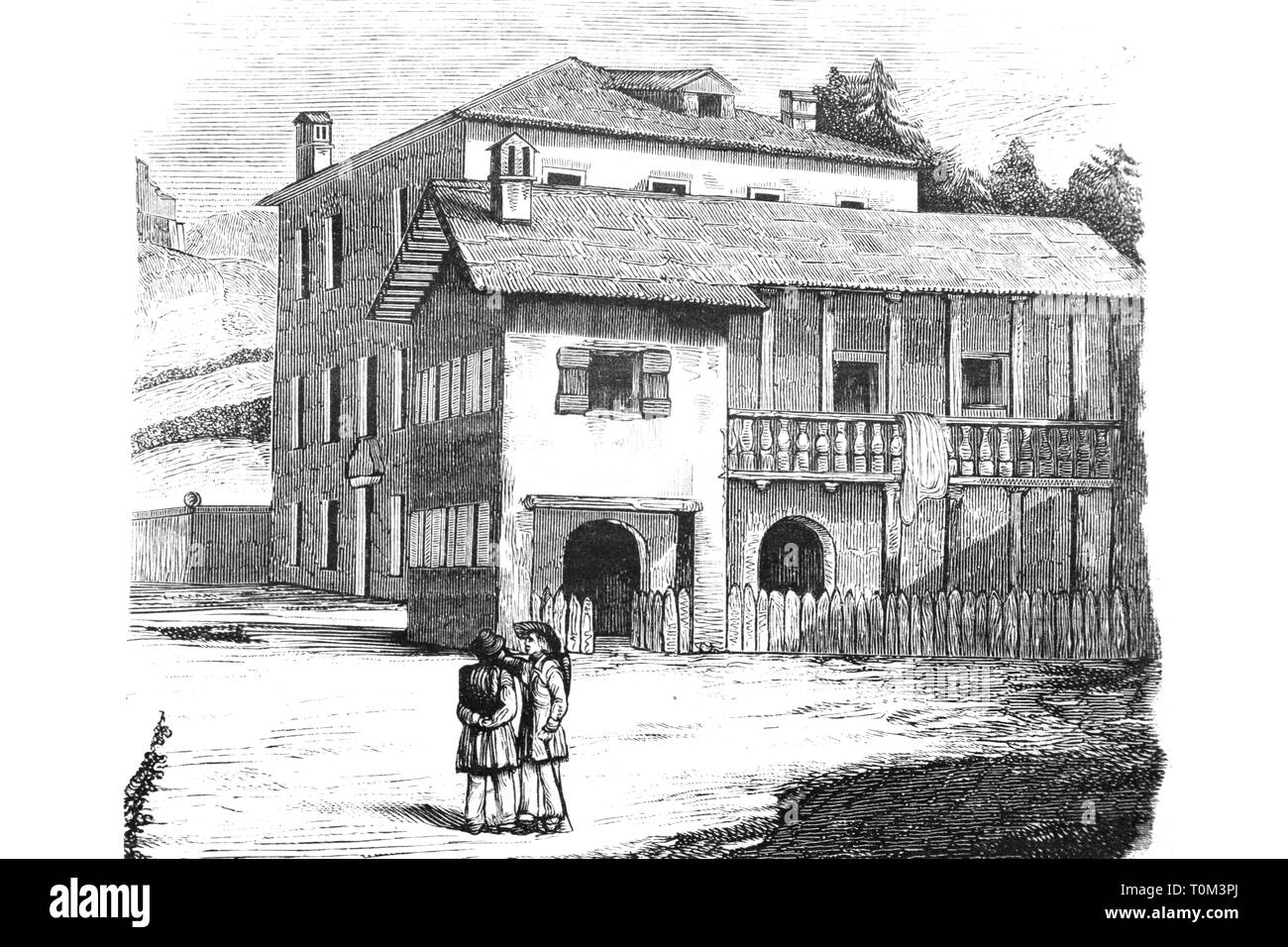 View of a farm - Vintage Engraved Illustration, 1894 Stock Photo - Alamy