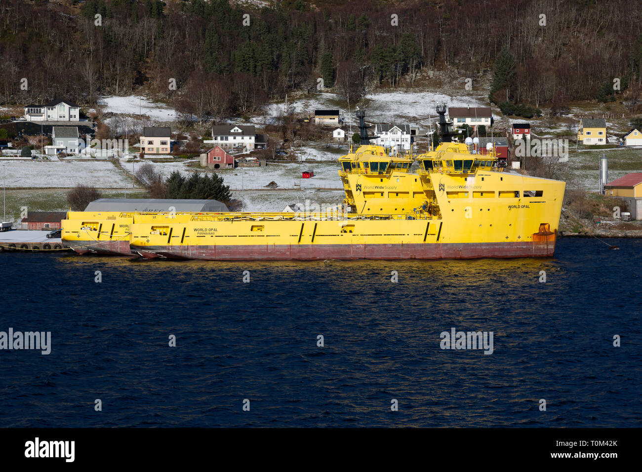 The Norwegian Off Shore Supply Ship World of Opal, in port in Torvik in ...