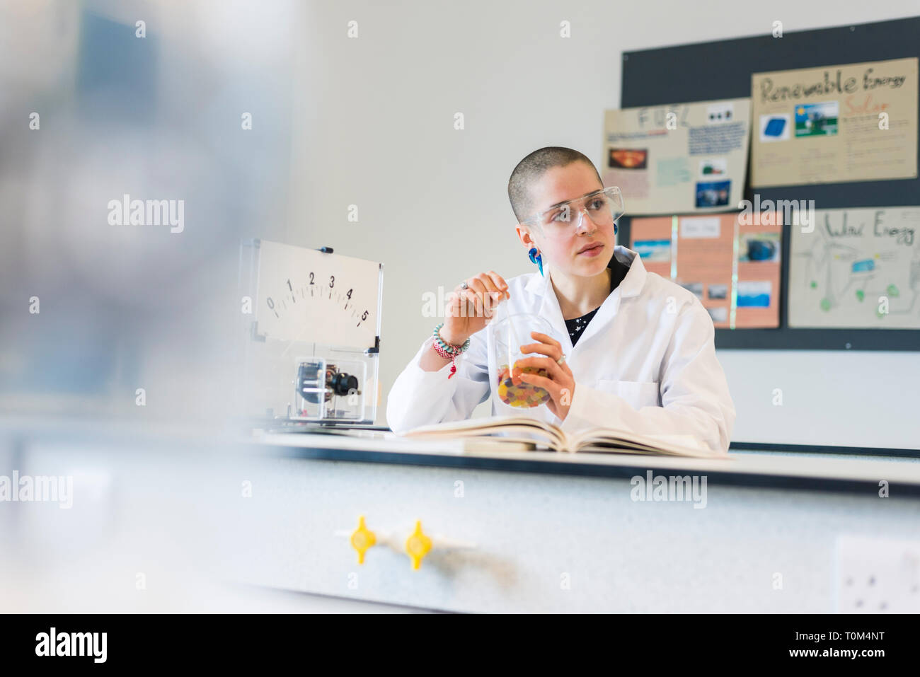 An alternative student in the science lab / classroom of a university ...