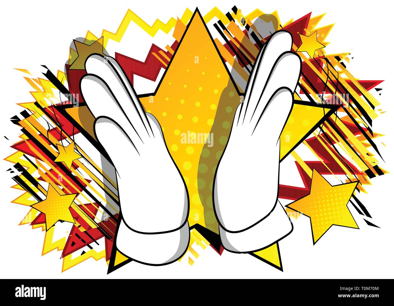 Vector cartoon hand clapping. Illustrated hand sign on comic book ...
