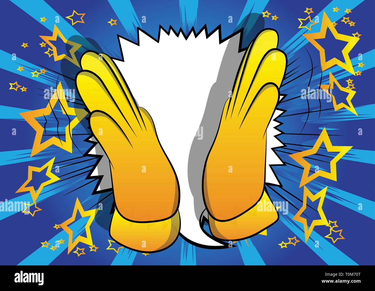 Vector cartoon hand clapping. Illustrated hand sign on comic book ...