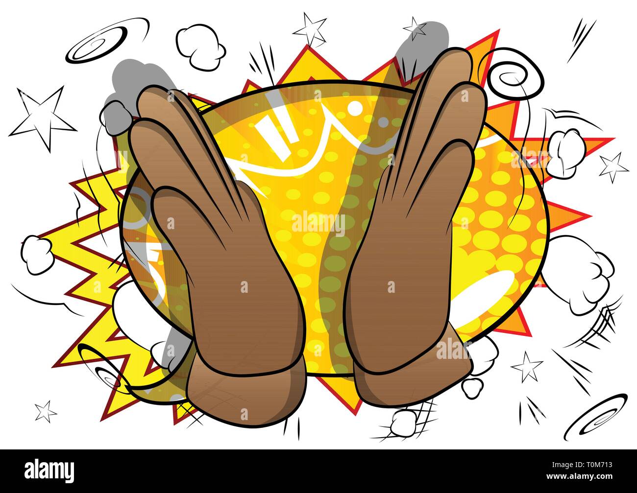Vector cartoon hand clapping. Illustrated hand sign on comic book ...