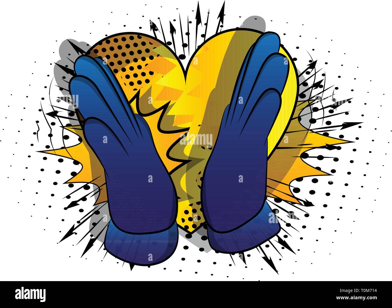 Vector cartoon hand clapping. Illustrated hand sign on comic book ...