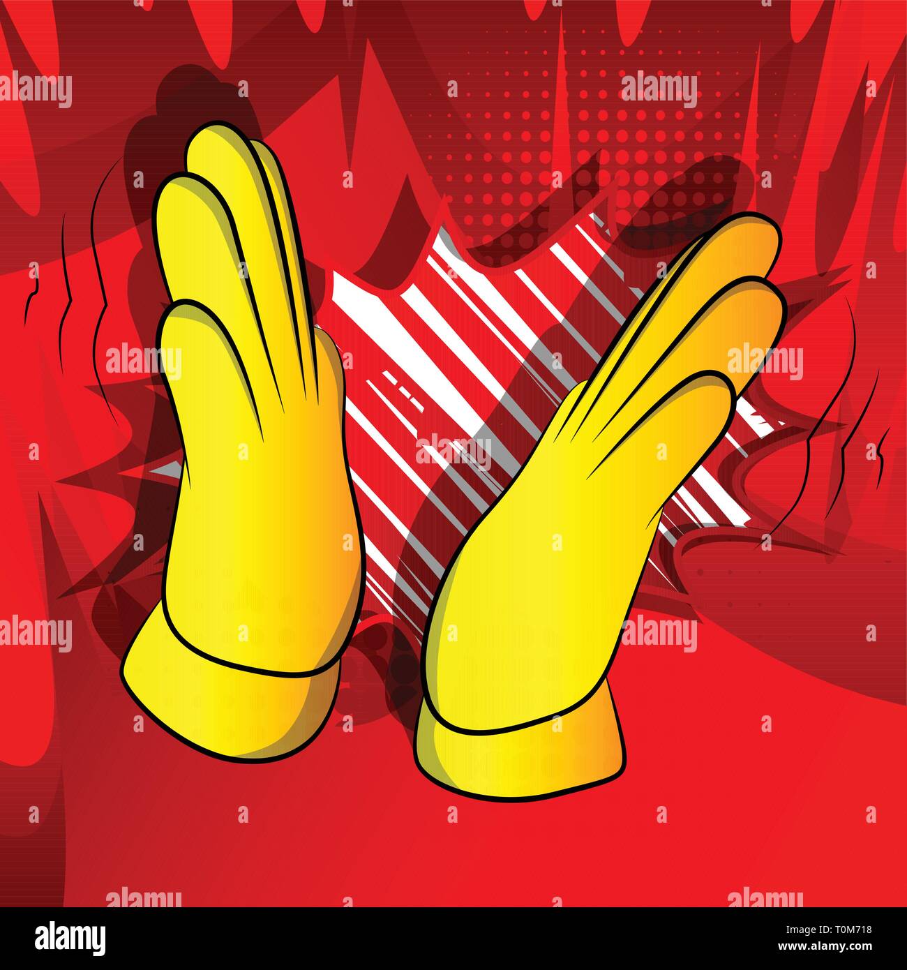 Vector cartoon hand clapping. Illustrated hand sign on comic book ...