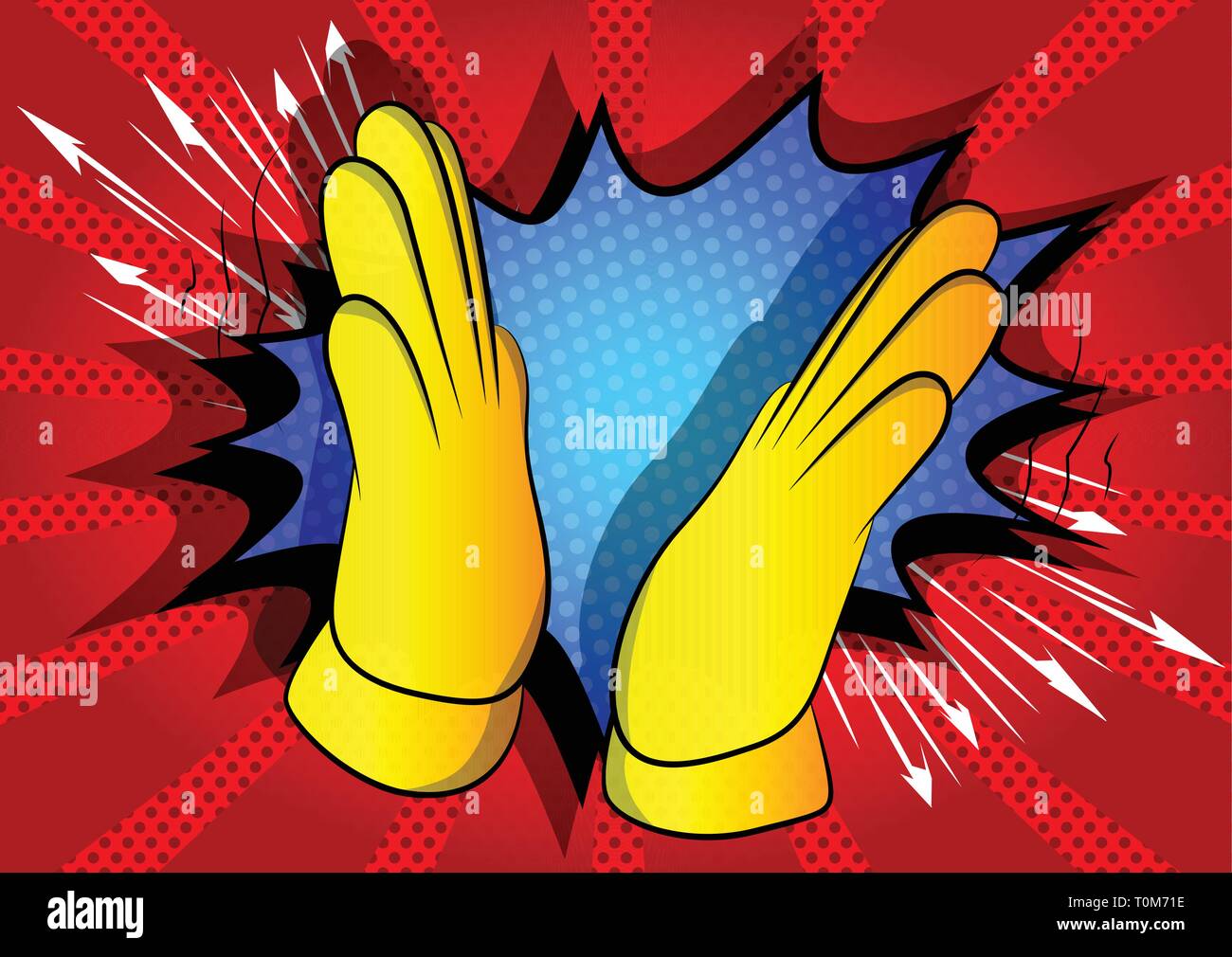 Vector cartoon hand clapping. Illustrated hand sign on comic book ...