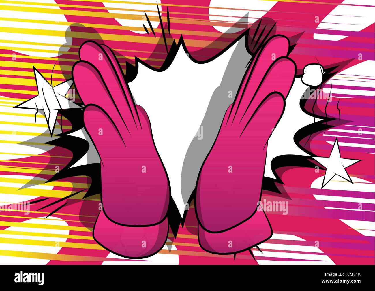 Vector cartoon hand clapping. Illustrated hand sign on comic book ...