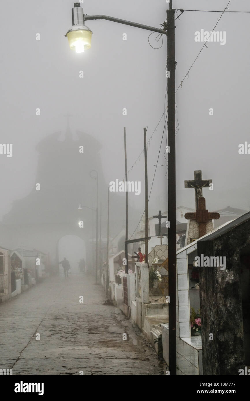 Cemetery in the mist at Cuetzalan, Mexico Stock Photo - Alamy